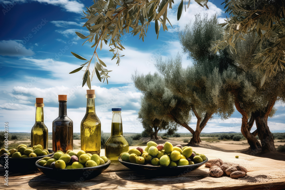 Bountiful Olive Harvest. The lush beauty of olive trees with fruit and ...