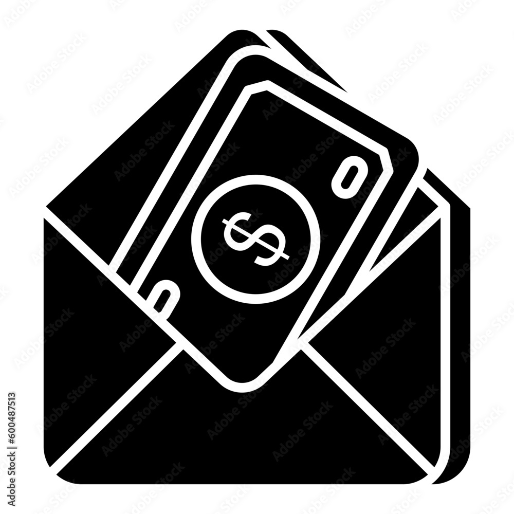 Money envelope icon in solid design Stock Vector | Adobe Stock
