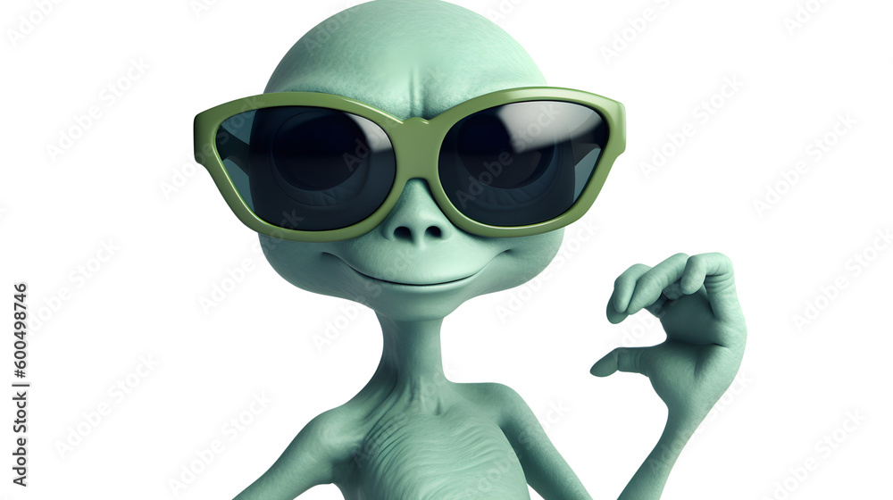 Cool Alien illustration on transparent background png Generative AI ...