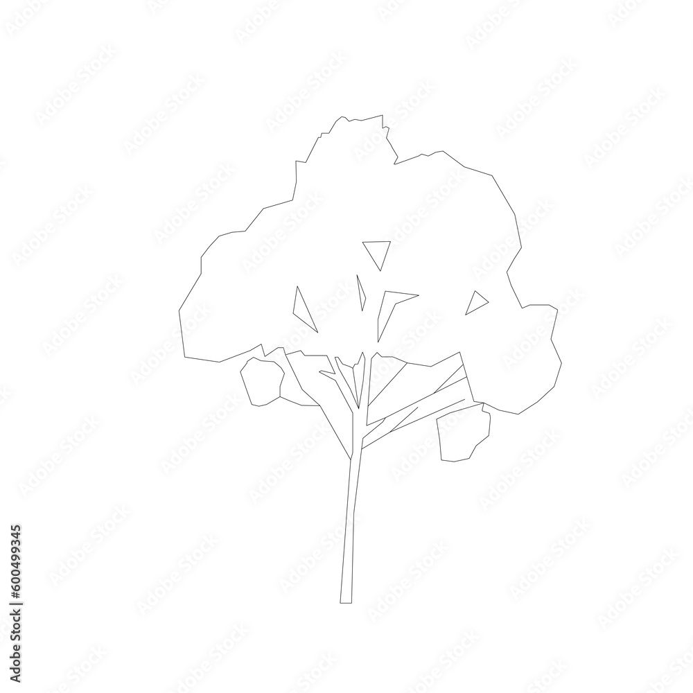 tree line drawing, Side view, graphics trees elements single object ...