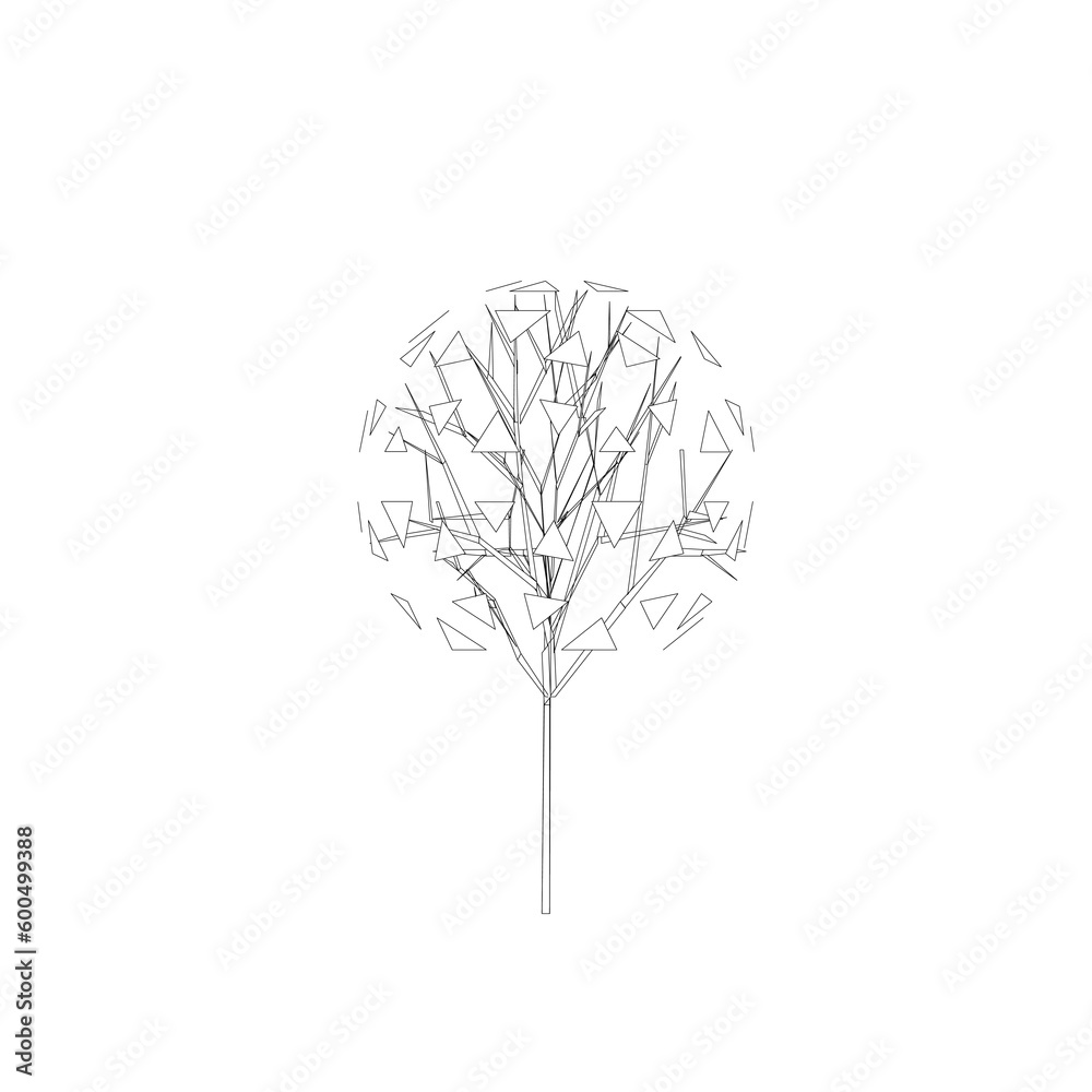 tree line drawing, Side view, graphics trees elements single object outline minimal plant symbol ...