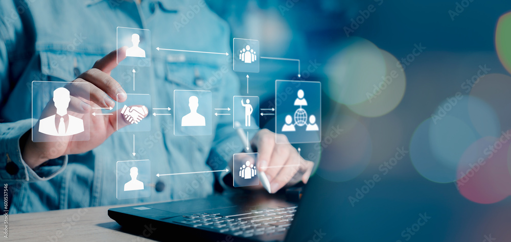 Business hierarchy structure. Businessman management organization in ...