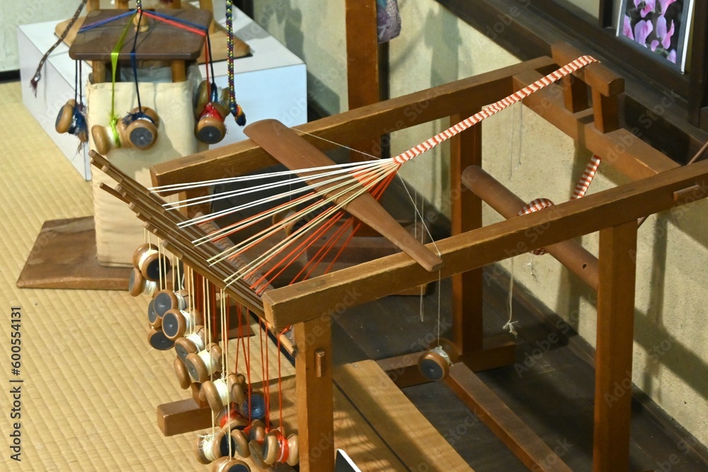Japan sightseeing trip. Traditional craft 'Iga braided cord'. Iga City ...