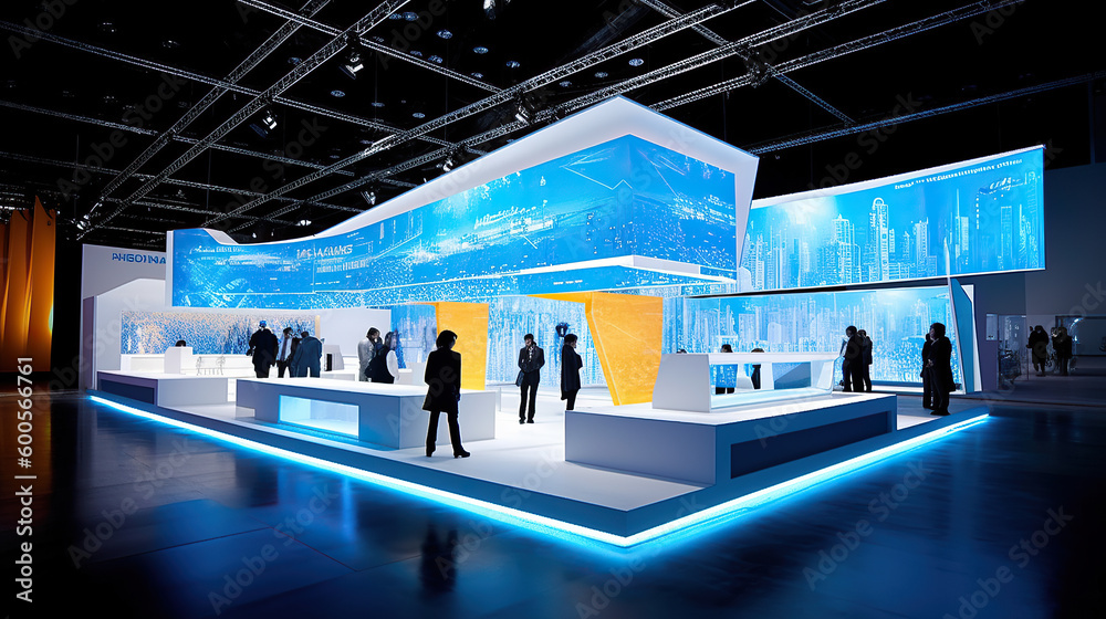 Commercial stand in an exhibition hall or a large professional salon ...