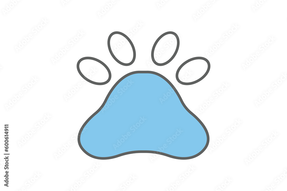Paw print icon. two tone icon style, lineal color. Dog or cat paw print illustration. icon ...