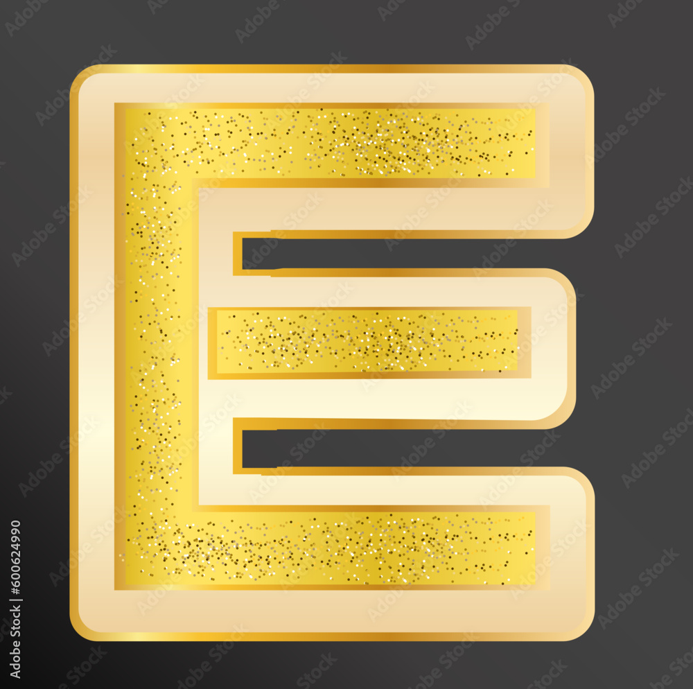 Gold glitter font, alphabet letter E Stock Vector | Adobe Stock
