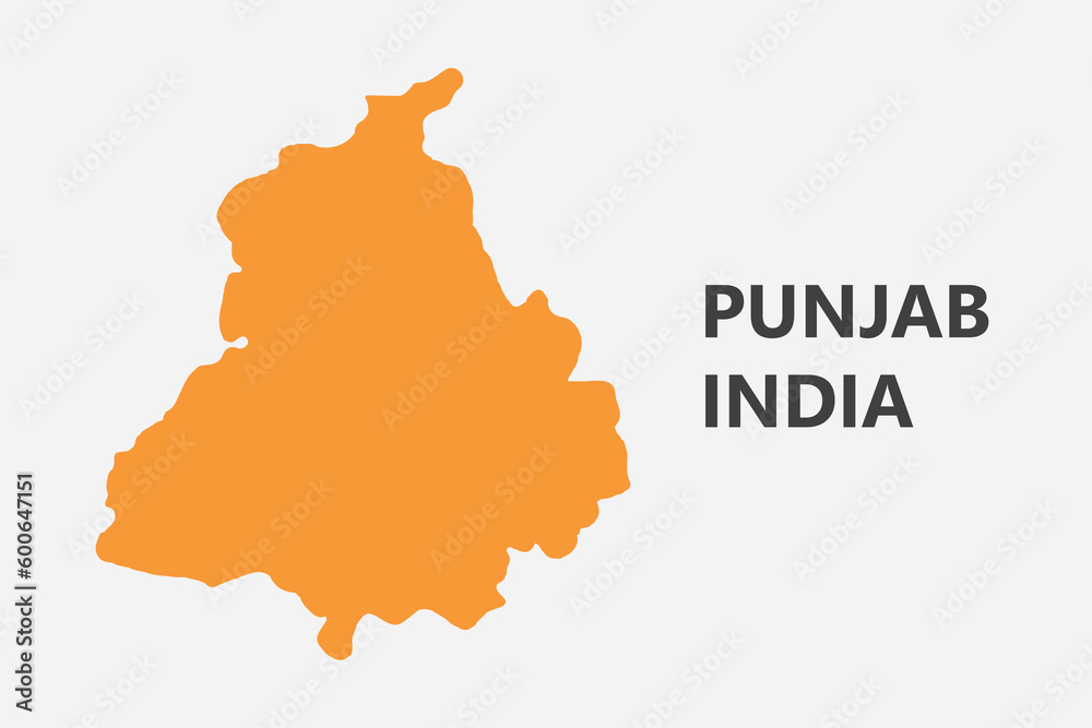 Punjab state of Republic of India, vector map isolated on off white ...