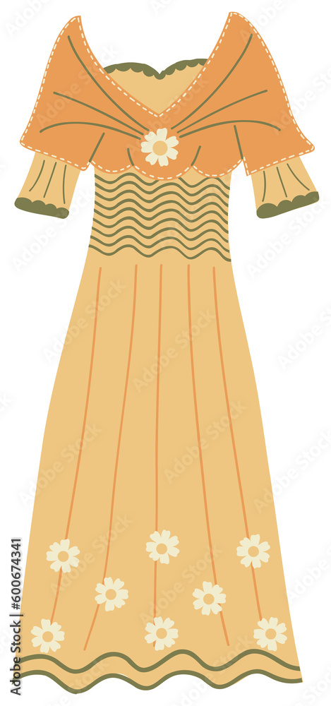 Stylized Modern Filipiniana Gown Stock Illustration | Adobe Stock