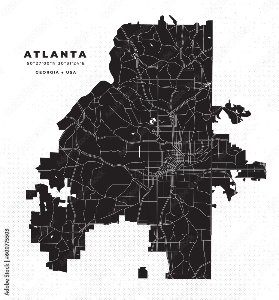Atlanta - Georgia map vector poster flyer Stock Vector | Adobe Stock