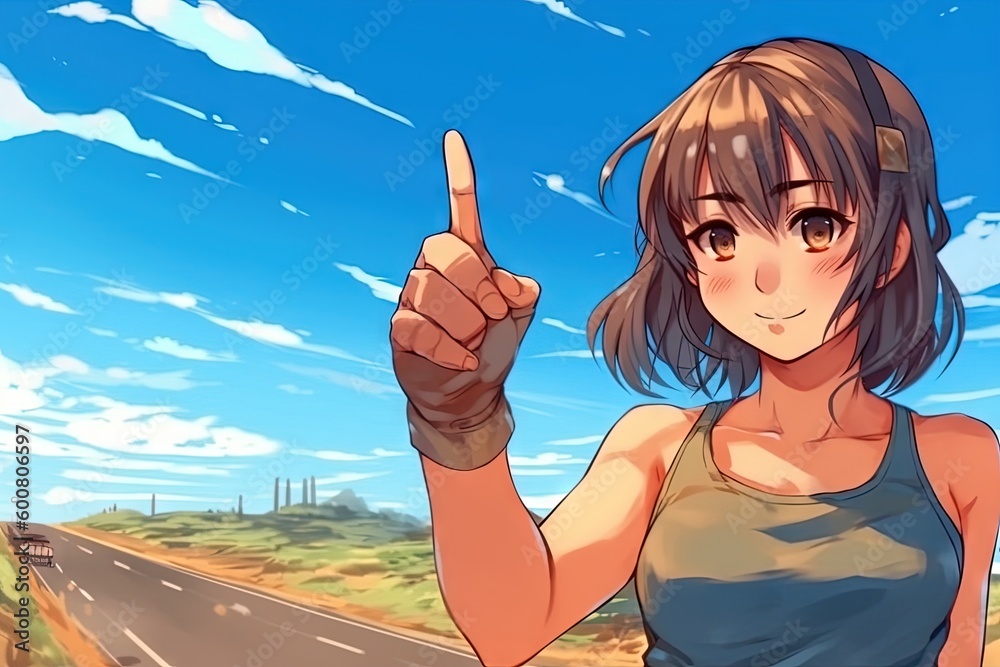 anime girls pointing finger, manga style illustration generative ai ...