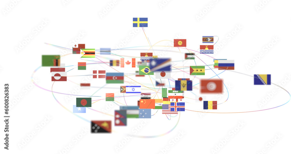 Стокова ілюстрація World map with all states and their flags,3d render ...