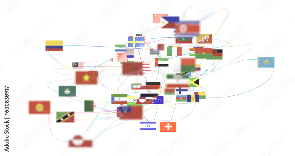 World map with all states and their flags,3d render - PNG transparent ...
