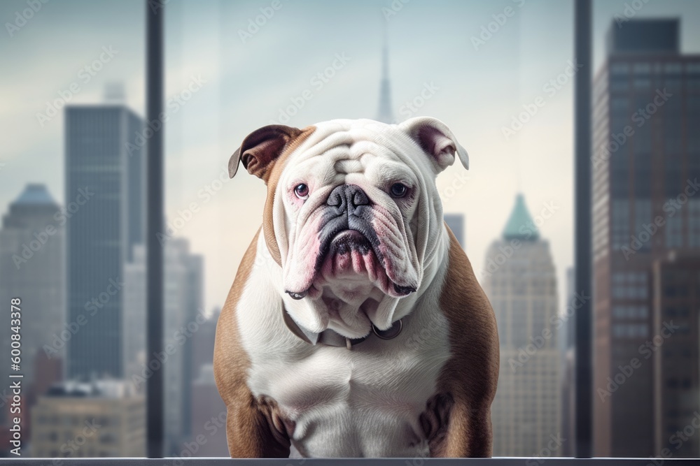 Medium shot portrait photography of an aggressive bulldog being in ...