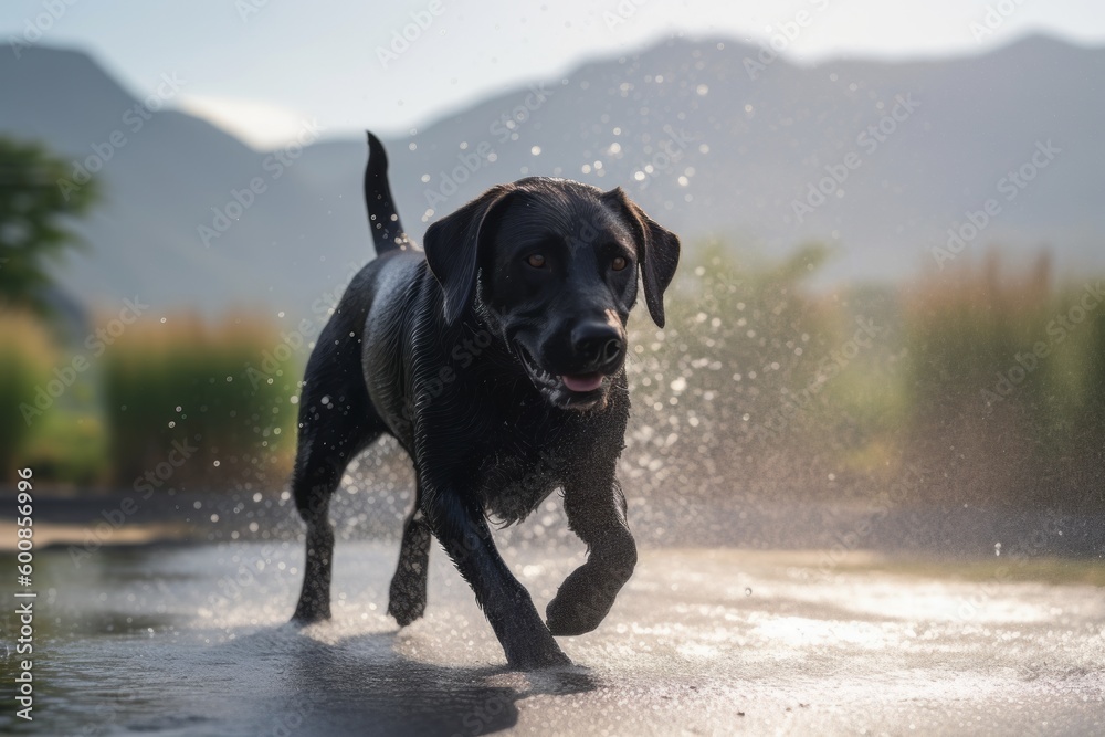 Full-length portrait photography of an aggressive labrador retriever ...