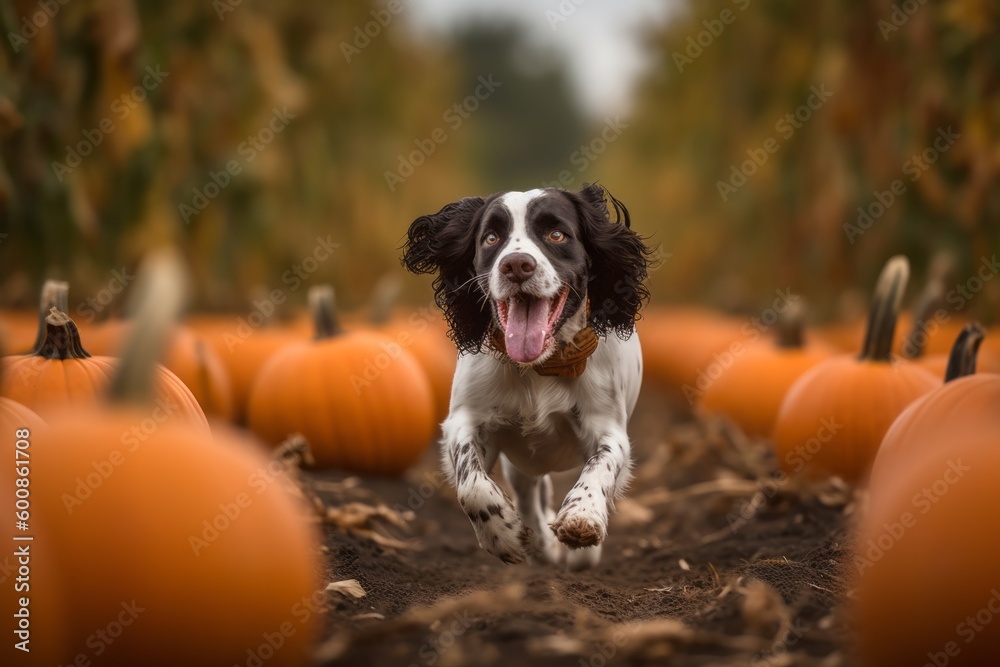 Full-length portrait photography of a happy english springer spaniel ...