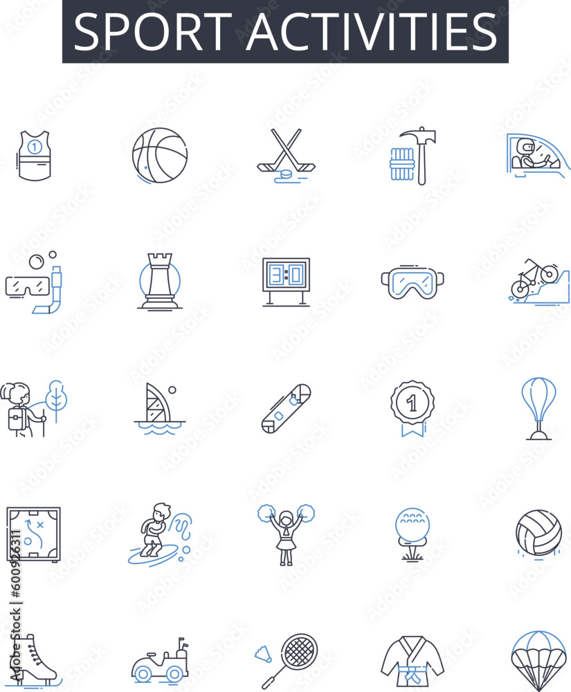 Vetor Sport activities line icons collection. Authority, Control ...