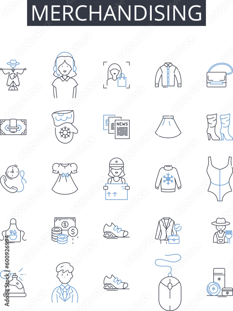 Merchandising line icons collection. Imports, Exports, Tariffs, Trade ...