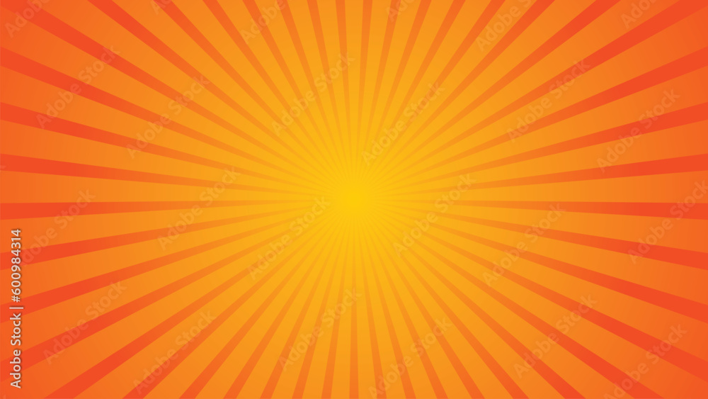 Orange sun burst background with rays, Sunray vector background, YouTube thumbnail background ...