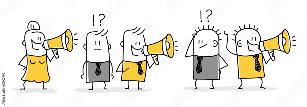 People, stick figure, listen and discuss rumors. Stock Vector | Adobe Stock