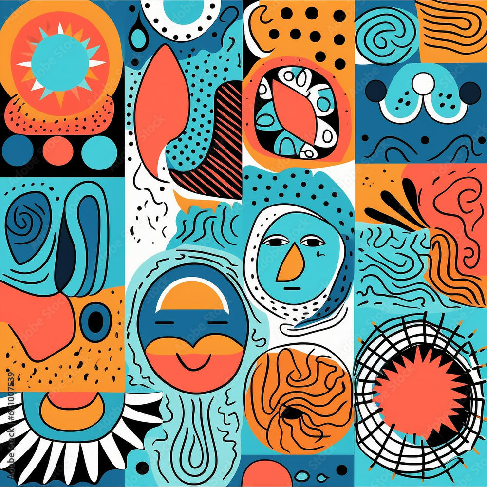 wallpaper banner with geometric lines and shapes, pop art colors 80s ...