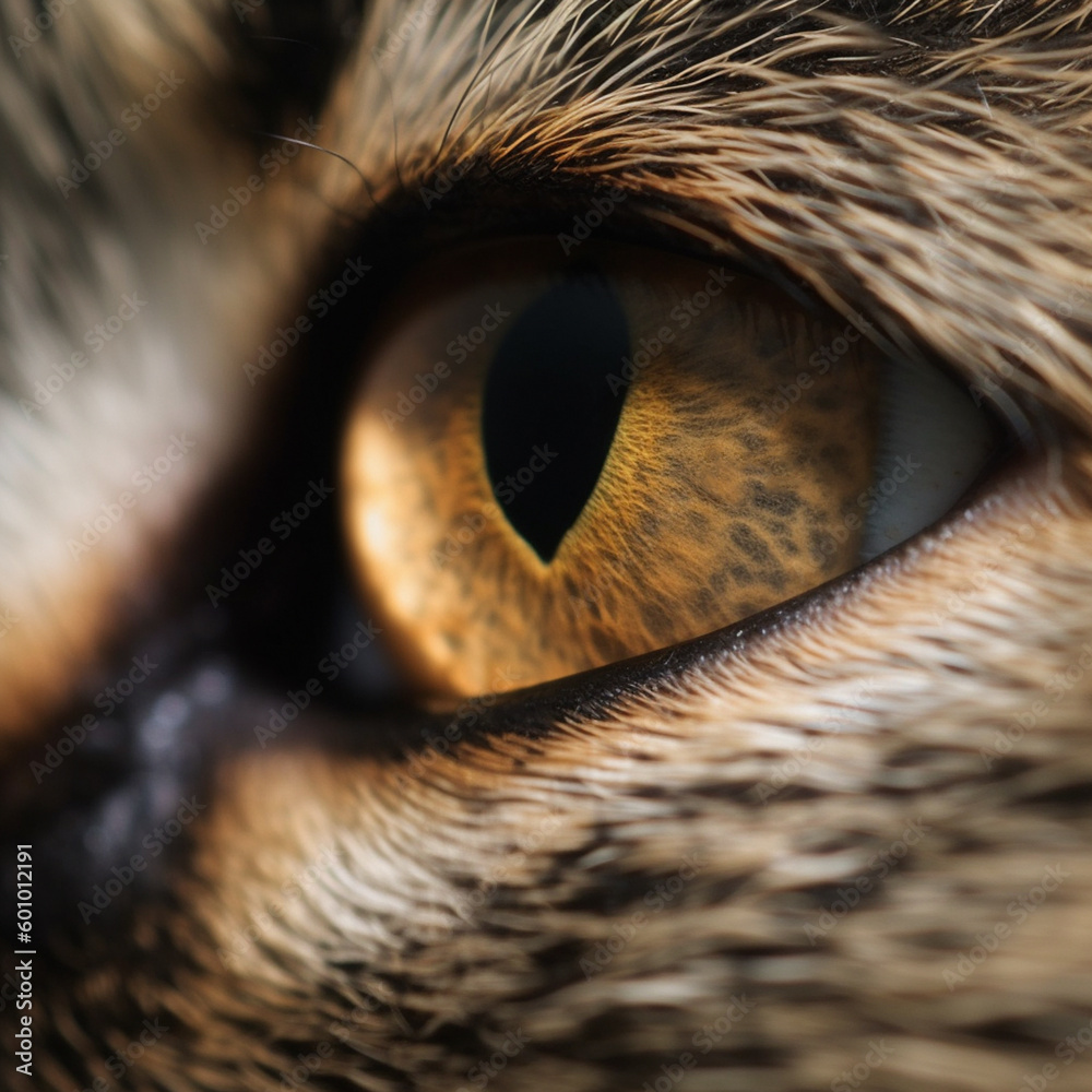 Cat's eye, macro photography. Eye of cat in profile. AI generated, made ...