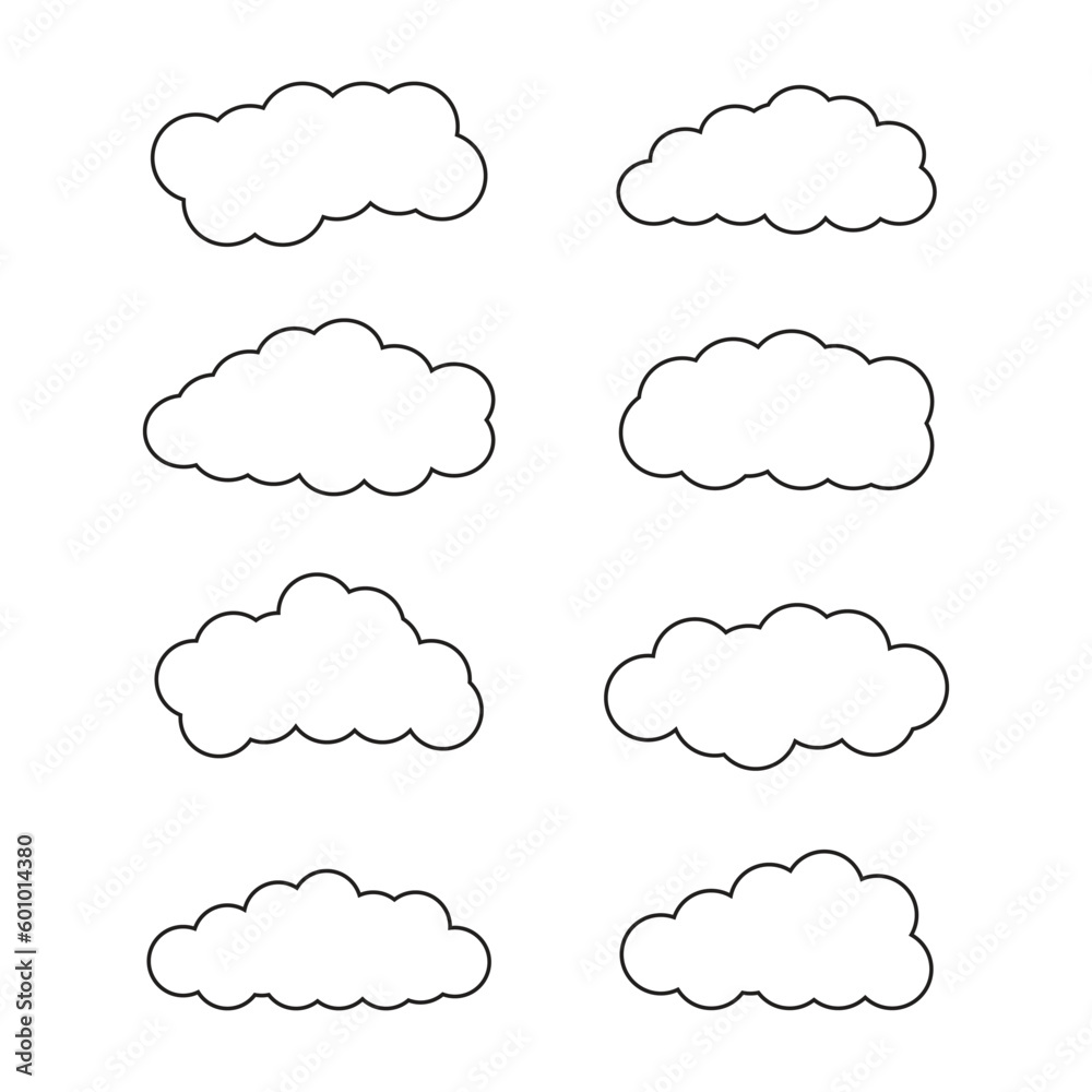 weather icon, clouds vector bundle, Sky Clouds Clipart, black and White ...
