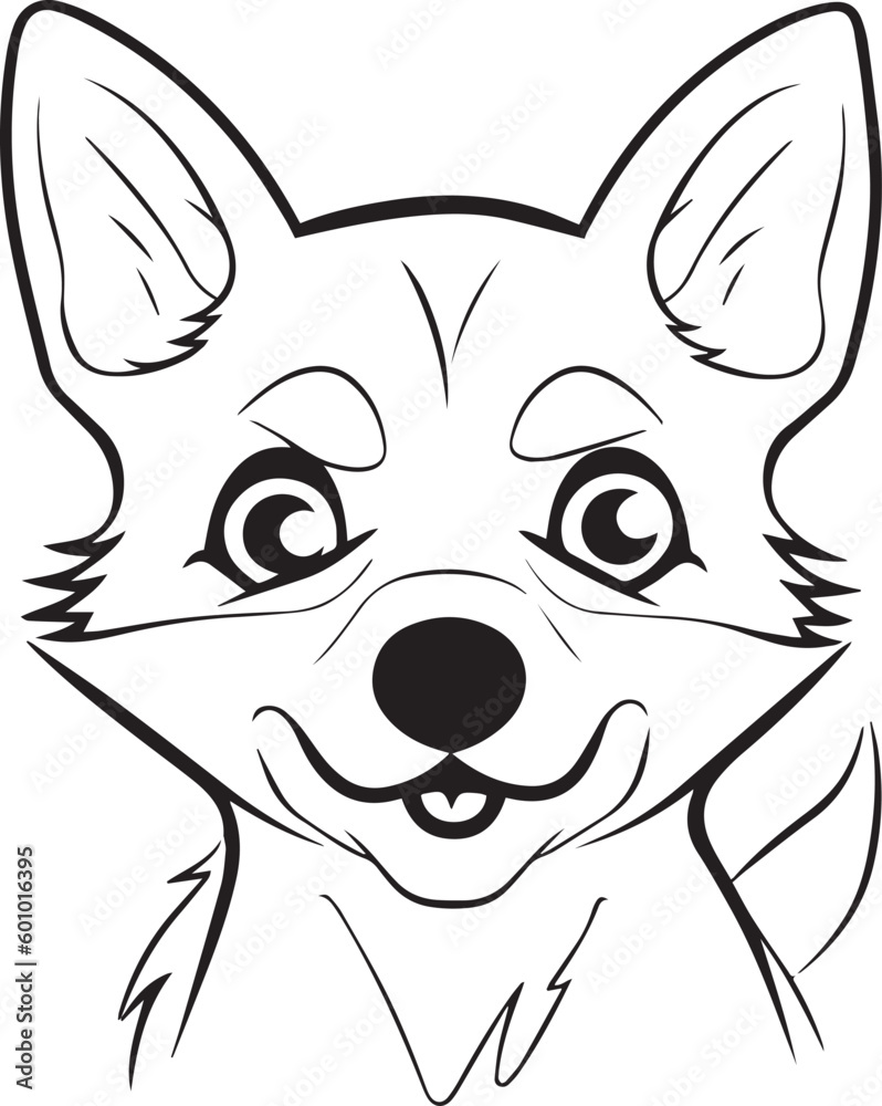 Anime dog in cartoon style, anime dog, coloring page, vector ...