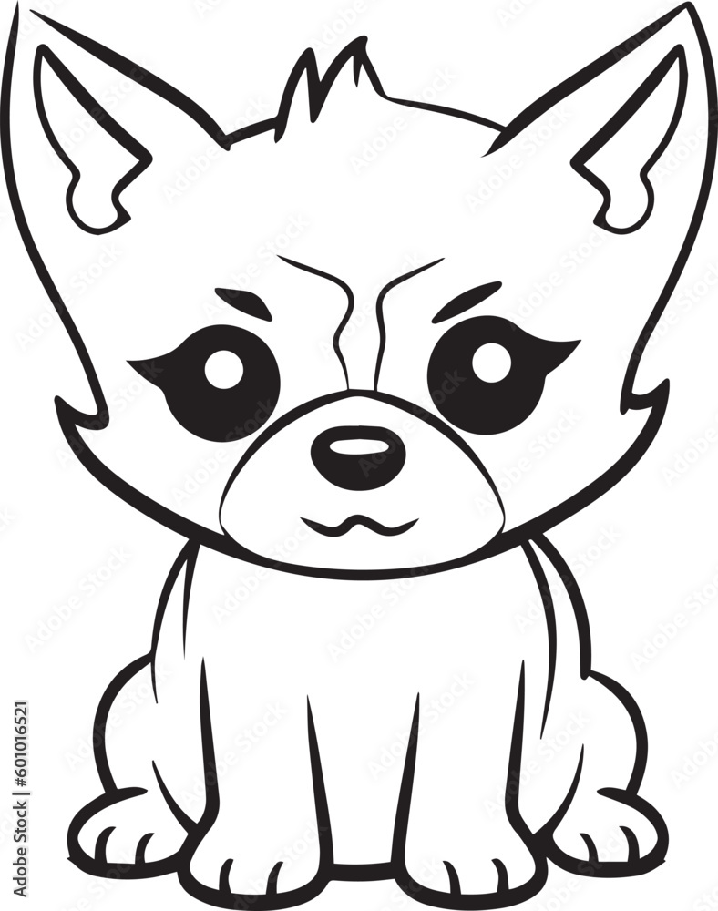 Anime dog in cartoon style, anime dog, coloring page, vector ...