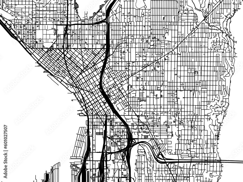 Vector road map of the city of Seattle Center Washington in the United ...