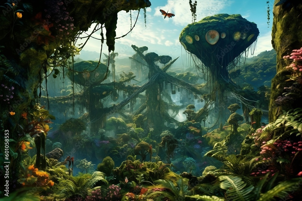 jungle landscape on alien planet Stock Illustration | Adobe Stock