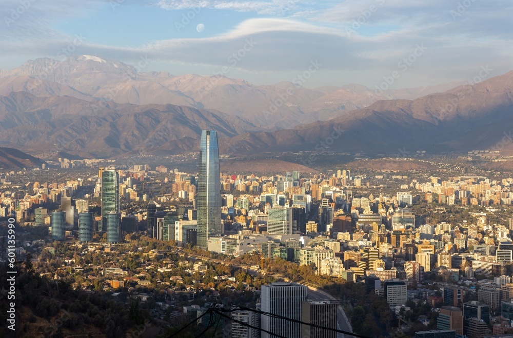 Santiago Chile Aerial Panorama View Cerro Cristobal Hill Famous ...