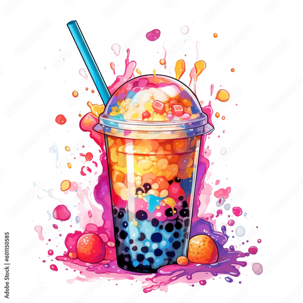 Colorful Bubble Tea Clipart Stock Illustration | Adobe Stock