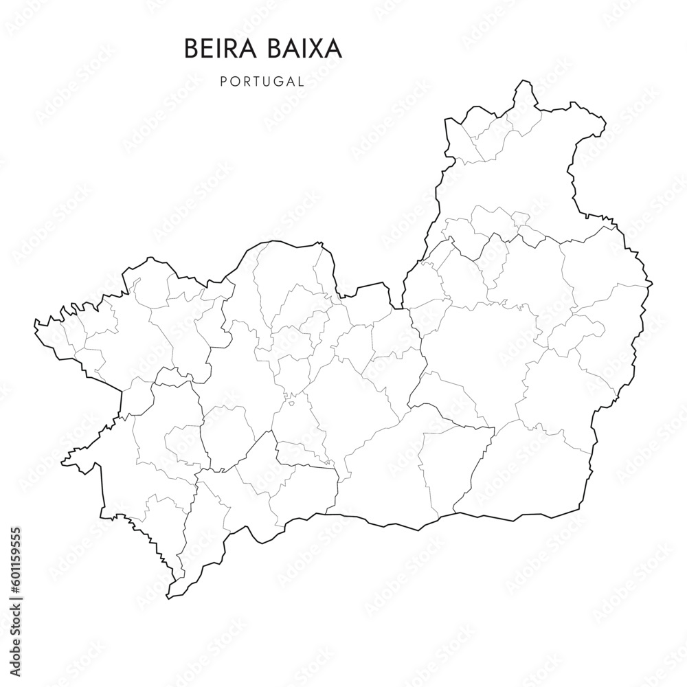 Vector Map of Beira Baixa Subregion (Comunidade Intermunicipal) with ...