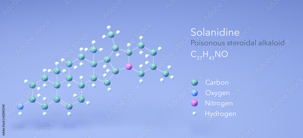 Стоковая иллюстрация «solanidine molecule, molecular structures, poisonous steroidal alkaloid ...