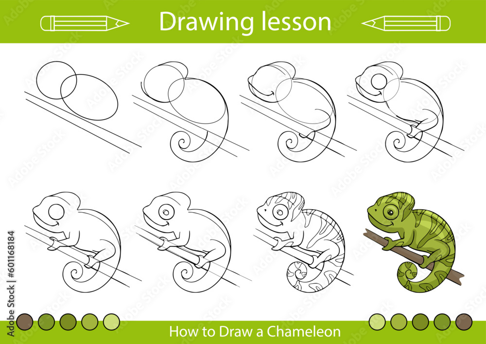 Vector de Stock Drawing tutorial and art lesson. How to draw cartoon ...