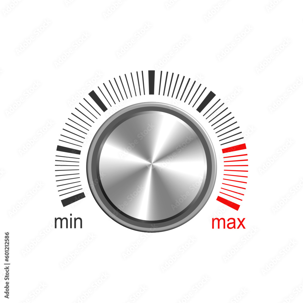 Dial Knob Vector. Global Swatches. Realistic Metal Button With Circular ...