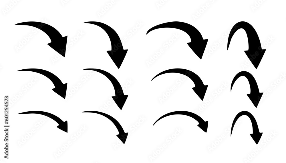 black arrow set isolated on transparent background for your website ...