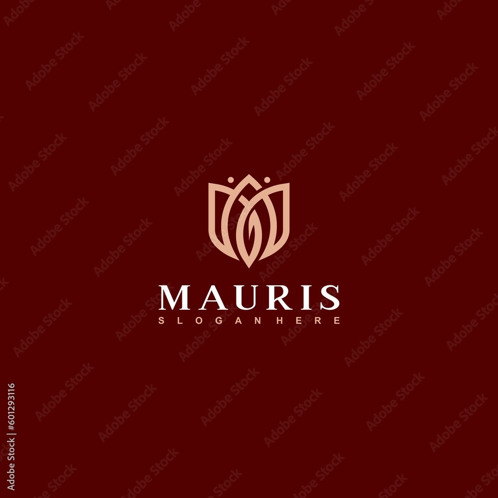 letter M in the form of a lotus flower with a feminine appearance which ...