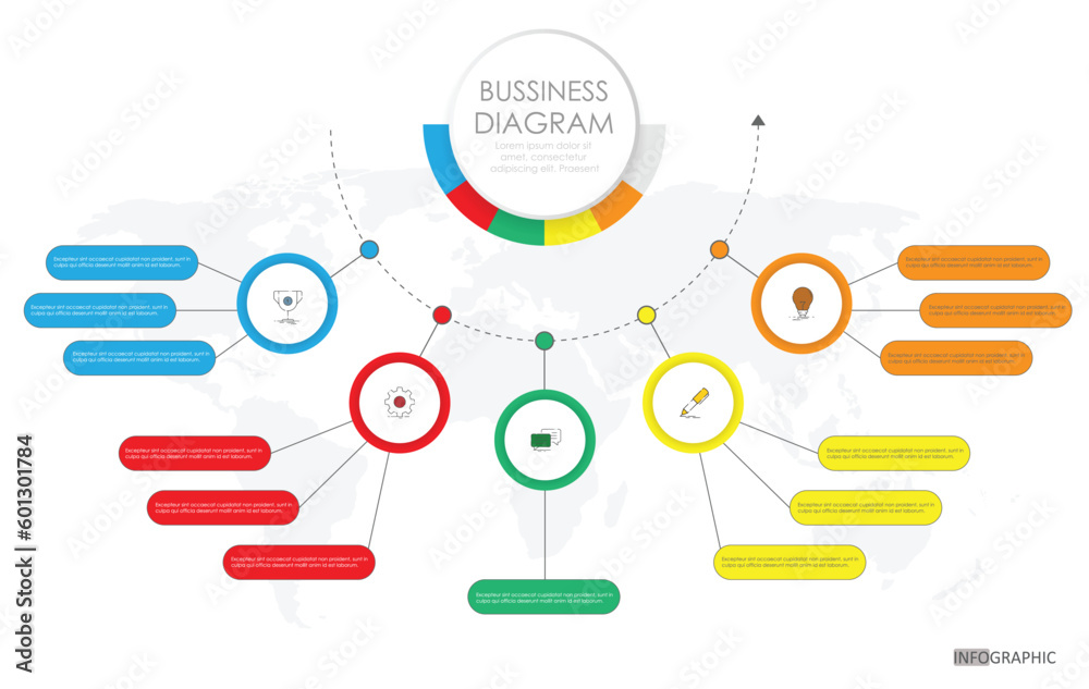 bussiness diagram circular layout chart project timeline diagram with 5 ...
