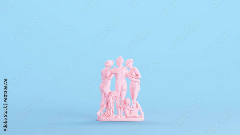 Stock-Illustration „Pink The Three Graces Daughters Of Zeus Sculpture ...