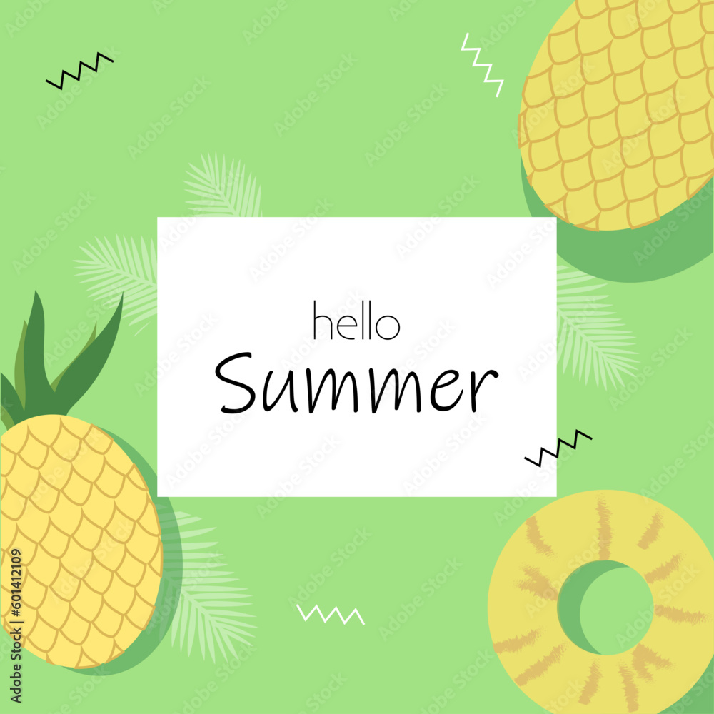 Vetor Hello Summer green card. Vector illustration of modern abstract ...
