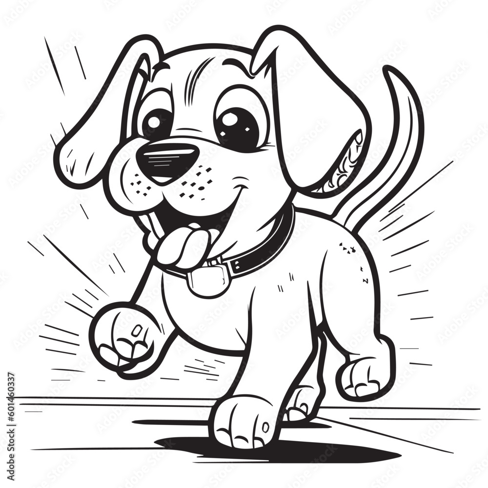 Cute Running Dog Animal For Coloring Book Or Coloring Page For Kids ...
