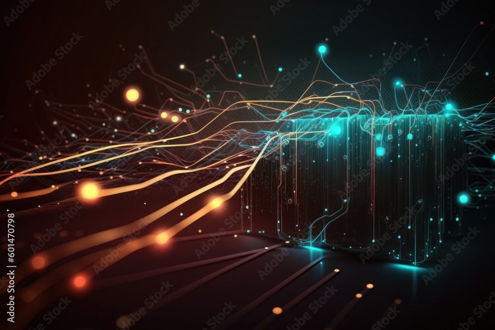 Futuristic data background featuring intricate network of wires and ...