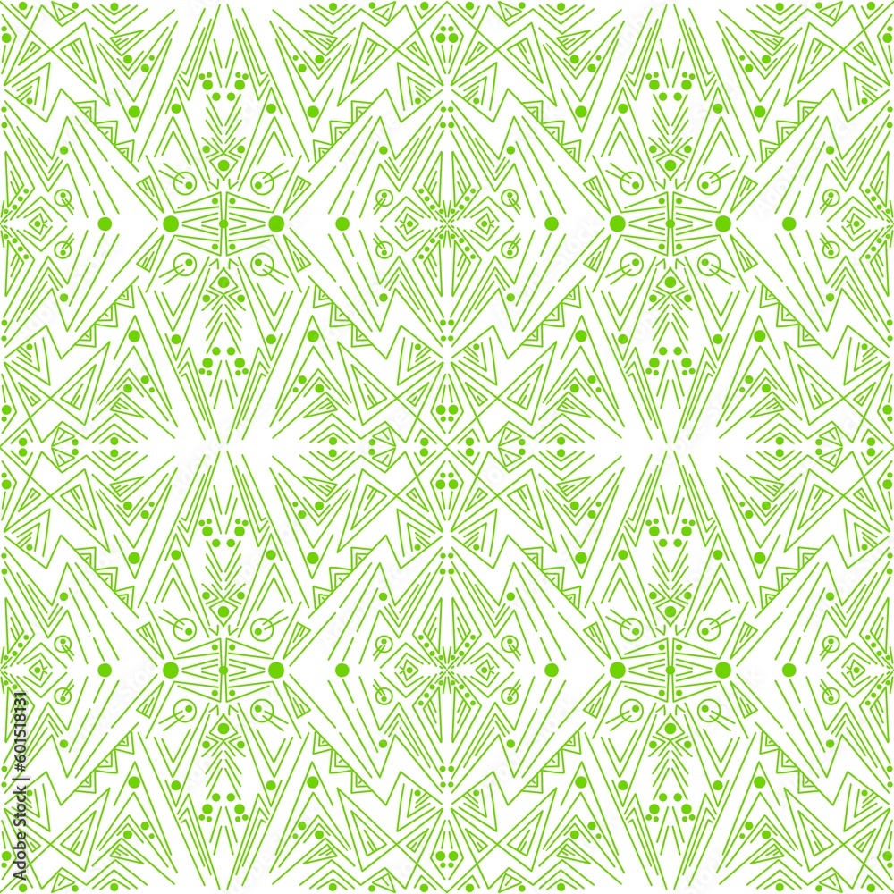 Seamless green geometric pattern. White background. Designed for ...