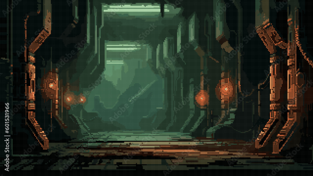 pixel art game level background, 8 bit, dungeon, underground arcade ...