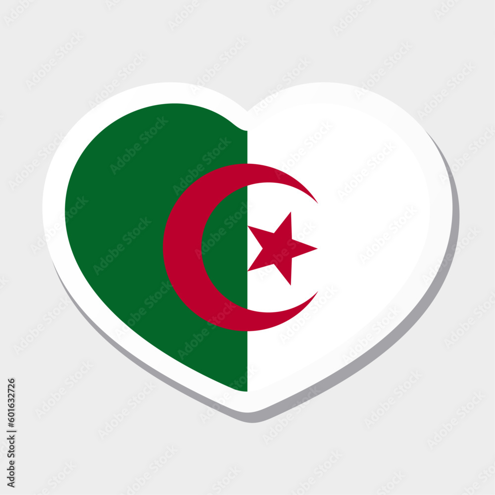 Flag of Algeria icon. Vector heart sticker. Best for mobile apps, UI ...