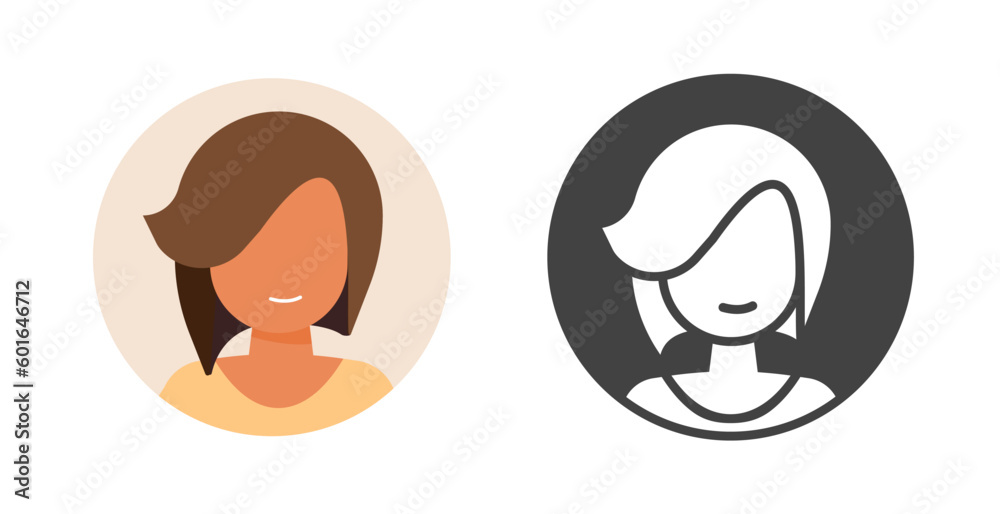 Vector de Stock Avatar girl woman face flat round user my account icon ...