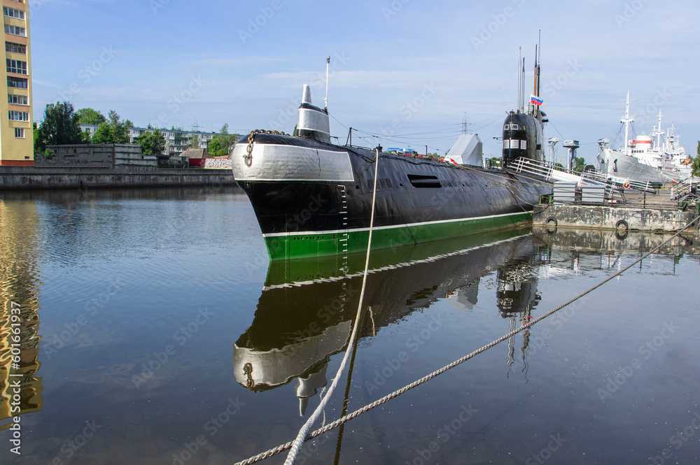 Soviet diesel-electric submarine B-413 is on display at pier of Museum ...
