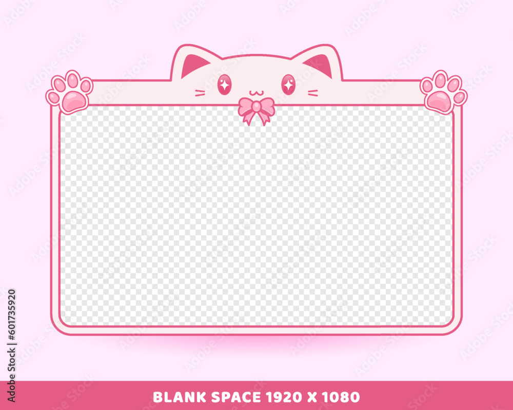 cute overlay streaming cat frame colorful design Stock Vector | Adobe Stock