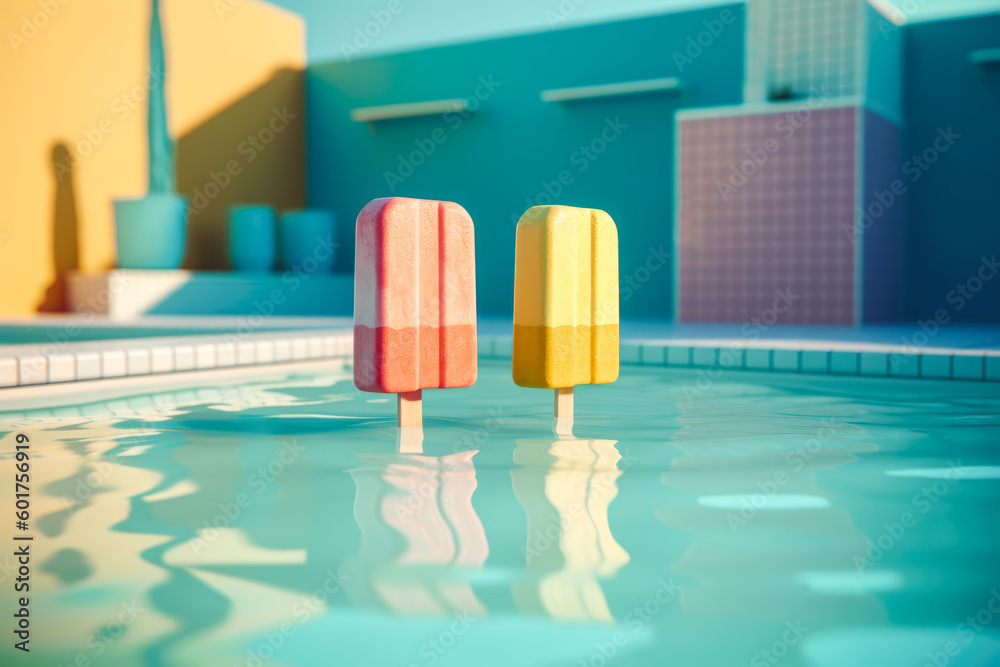Generative AI illustration of different colored ice cream placed in ...